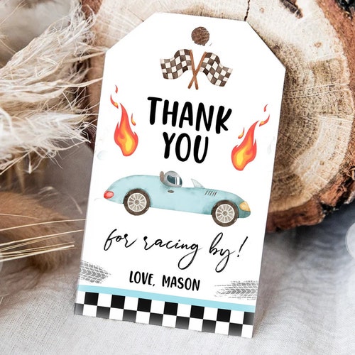 Editable Racing Favor Tags Race Car Birthday Thank You Label - Etsy