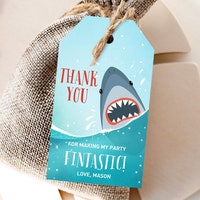 Shark Favor Tags, Shark Gift Tags, Shark Party Tags, Shark Thank You ...