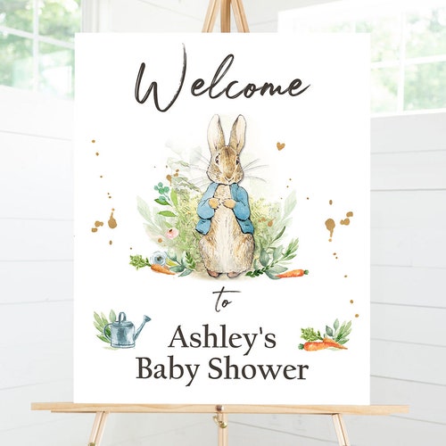 Peter Rabbit Gender Neutral Baby Shower Welcome Sign Editable - Etsy