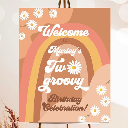 Retro Daisy Birthday Party Sign Groovy Floral 70's - Etsy