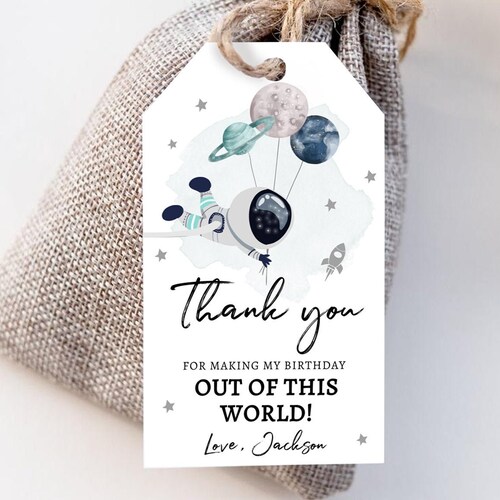 Editable Outer Space Favor Tags Astronaut Baby Shower Thank - Etsy