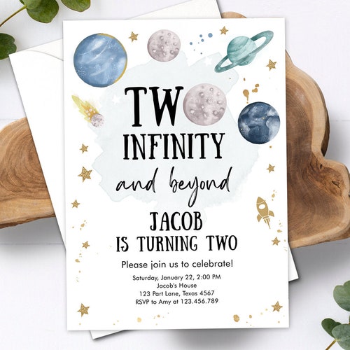 Space Birthday Party Invitation Two Infinity and Beyond - Etsy