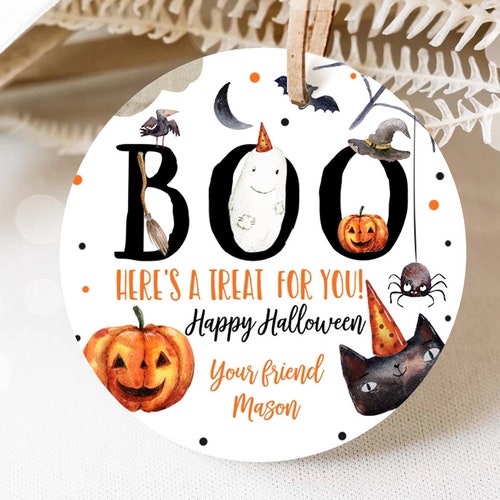 Printable Happy Halloween Gift Tag Trick or Treat Favor Bag - Etsy