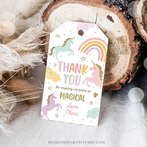 Editable Unicorn Favor Tags Magical Birthday Thank You Tags Label ...
