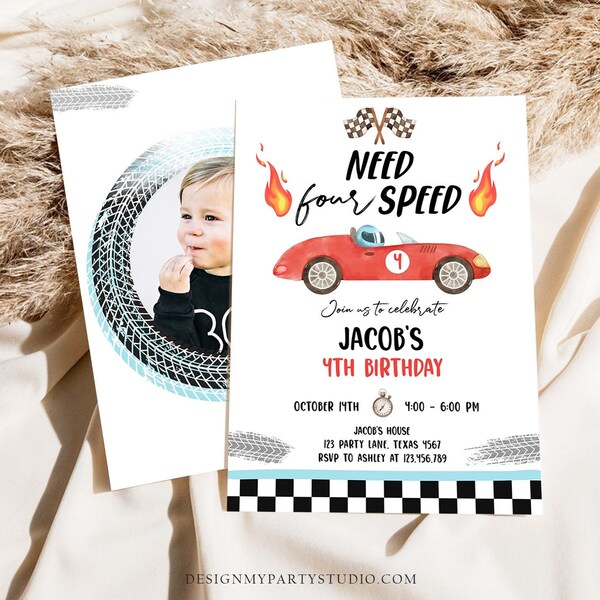 Need 4 Speed Hot Wheels Birthday Invite - Etsy