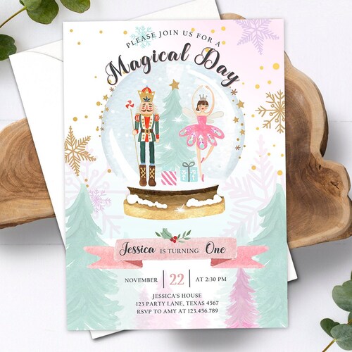 Editable Nutcracker Birthday Invitation Girl Land Of Sweets Etsy