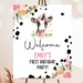 Editable Cow Birthday Welcome Sign Barnyard Birthday Welcome Sign Pink ...
