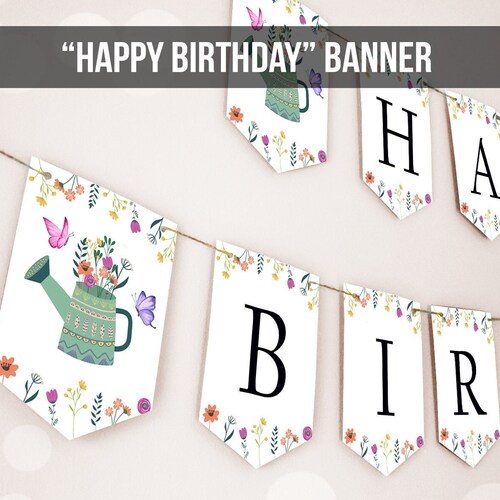 Happy Birthday Banner Wildflower Birthday Banner Girl First - Etsy