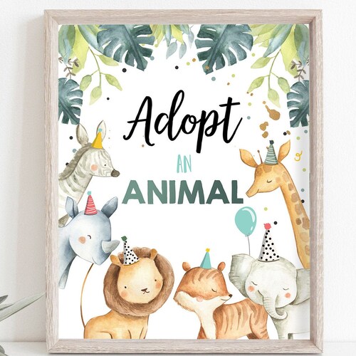 Adopt an Animal Sign Jungle Adoption Certificate Wild - Etsy