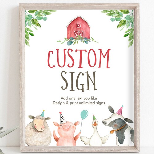Editable Custom Sign Farm Animals Sign Boy Barnyard Birthday - Etsy