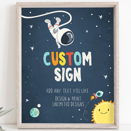 Editable Outer Space Custom Sign Astronaut Birthday Party - Etsy