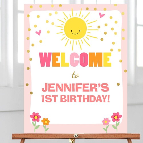 Editable Sunshine Welcome Sign Little Sunshine Birthday Party - Etsy
