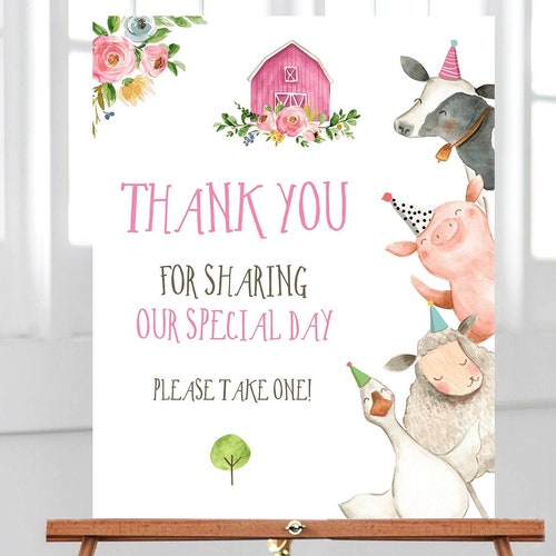 EDITABLE Farm Animals Favor Tag Printable Red Farm Thank You - Etsy