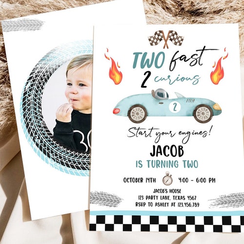 EDITABLE Too Fast Invitation Racing Car Birthday Invitation - Etsy