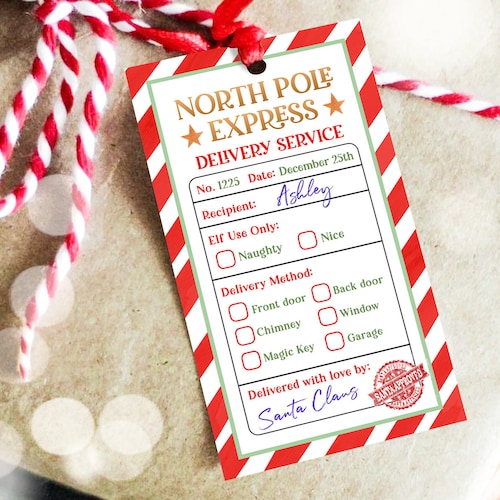 Editable North Pole Express Delivery Christmas Gift Tag - Etsy