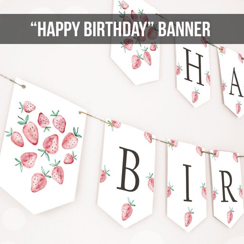 Strawberry High Chair Banner Berry First Birthday Girl 1st - Etsy
