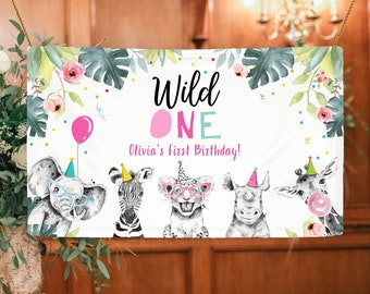 Editable Party Animals Birthday Backdrop Banner Template Printable ...