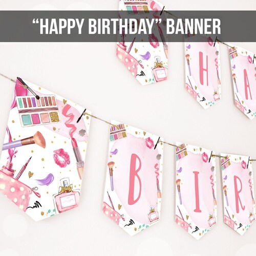Spa Party Happy Birthday Banner Spa Glitz and Glam Banner - Etsy