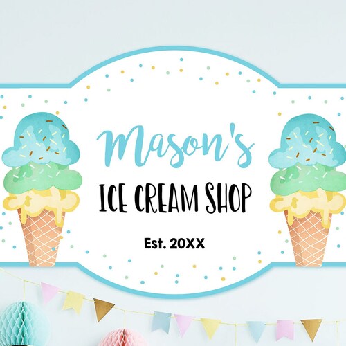 Editable Ice Cream Shop Sign Ice Cream Birthday Welcome Ice - Etsy