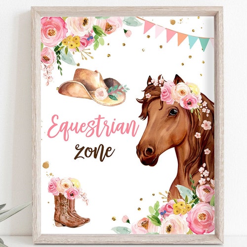 Pony Rides Sign Horse Party Sign Table Decor Floral Horse - Etsy
