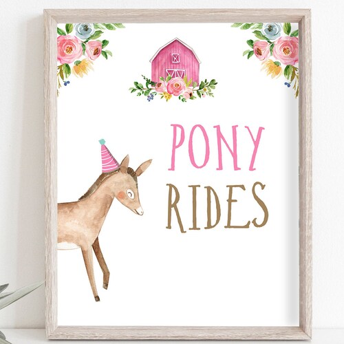 Pony Rides Sign Farm Animals Party Sign Farm Birthday Sign Zoo - Etsy