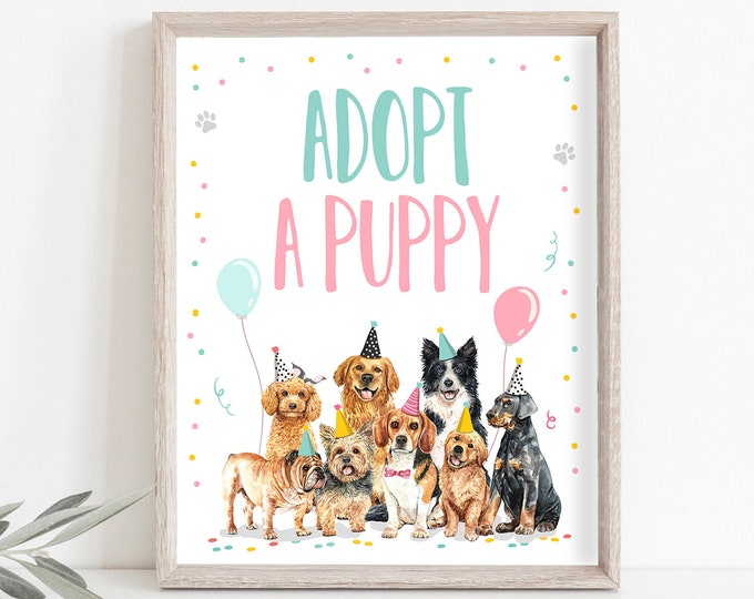 Adopt a Puppy Birthday Sign Table Decor Dog Birthday Party - Etsy
