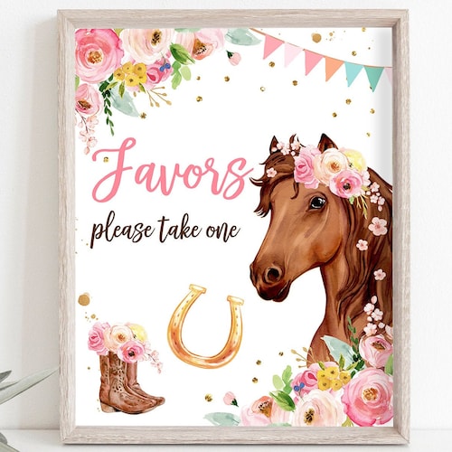 Pony Rides Sign Horse Party Sign Table Decor Floral Horse - Etsy