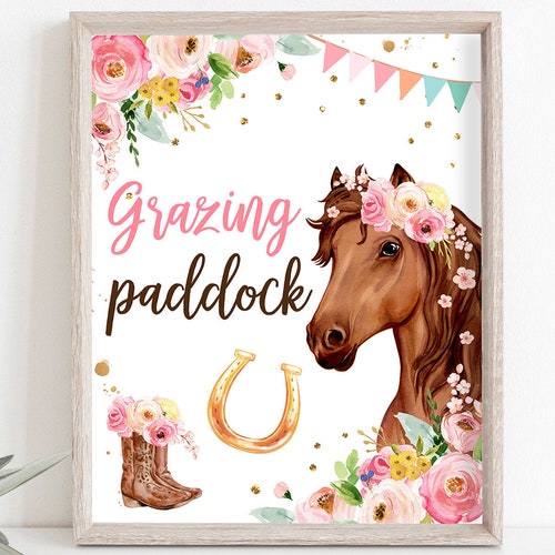Pony Rides Sign Horse Party Sign Table Decor Floral Horse - Etsy