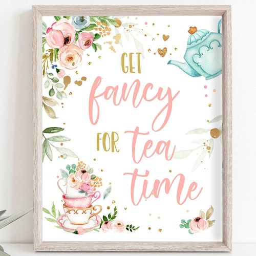 Tea Party Sign Tea Birthday Party Sign Pink Gold Floral Tea - Etsy