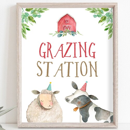 Grazing Station Food Party Sign Farm Birthday Sign Table Decor - Etsy