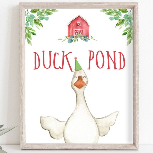 Duck Pond Sign Farm Animals Birthday Decorations Barnyard | Etsy