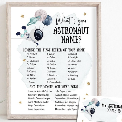 Editable What is Your Astronaut Name Game Outer Space Birthday - Etsy