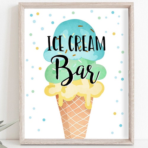 Ice Cream Bar Sign Ice Cream Social Birthday Ice Cream Party - Etsy