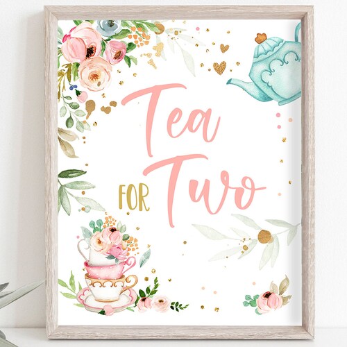 Tea for Two 2 Birthday Party Printable Set Decorations: - Etsy
