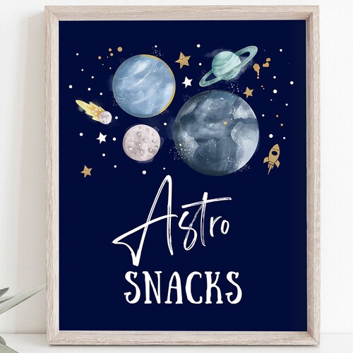 Astro Snacks Space Party Sign Outer Space Birthday Sign Galaxy - Etsy