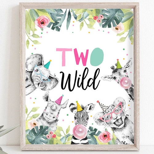 Happy Birthday Sign Party Animals Wild Safari Animals Thank - Etsy