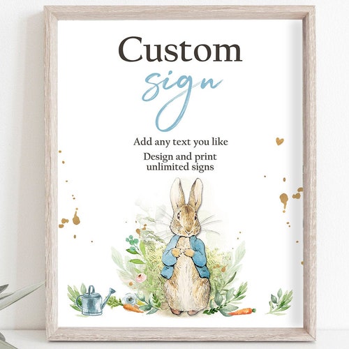 Editable Custom Sign Peter Rabbit Baby Shower Decor Table Sign - Etsy
