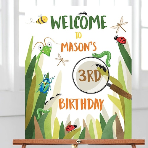 Editable Bug Birthday Welcome Sign Boy Bug Party Outdoor Bug - Etsy