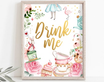 Alice in Wonderland Party Sign Drink Me Printable Sign - Etsy