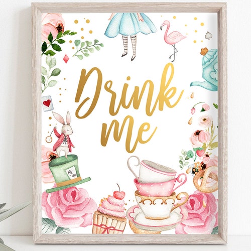 Drink Me Sign Alice in Wonderland Party Sign Mad Tea Party - Etsy
