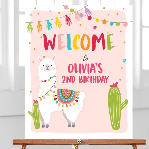 Editable Llama Welcome Sign Birthday Party Whole Llama Alpaca - Etsy