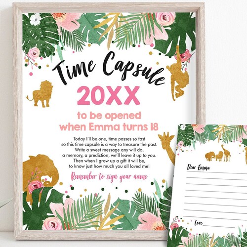 Editable Safari Animals Time Capsule Wild One First Birthday - Etsy