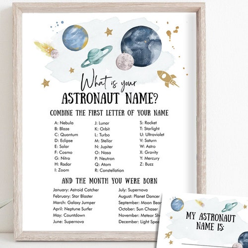 Editable What is Your Astronaut Name Game Outer Space Planets - Etsy