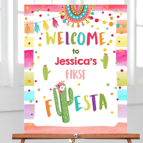 Editable Fiesta Welcome Sign Girl First Birthday Table Sign - Etsy