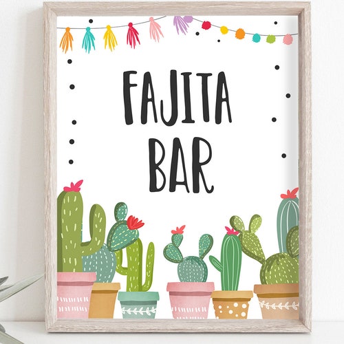Salsa Bar Fiesta Table Sign Mexican Food Cactus Succulent - Etsy