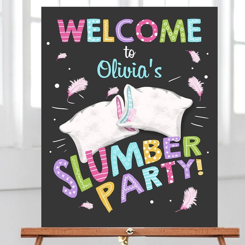 Sleepover Birthday Welcome Sign Slumber Party Poster Pyjama - Etsy