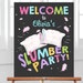 Editable Slumber Party Birthday Welcome Sign Sleepover Pajamas Pillow ...