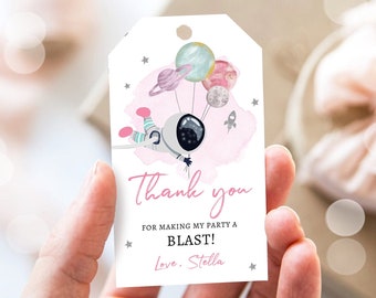 Editable Outer Space Favor Tags Space Birthday Thank You Label Galaxy ...