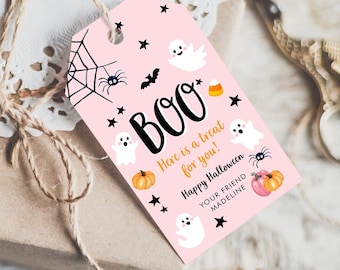 Editable Halloween Favor Tags Boo Gift Tag Costume Party Trick or Treat ...