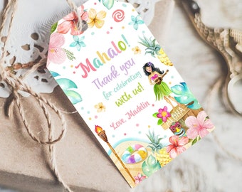Tropical Thank You Card Hawaiian Birthday Thank You Card Printable Luau ...